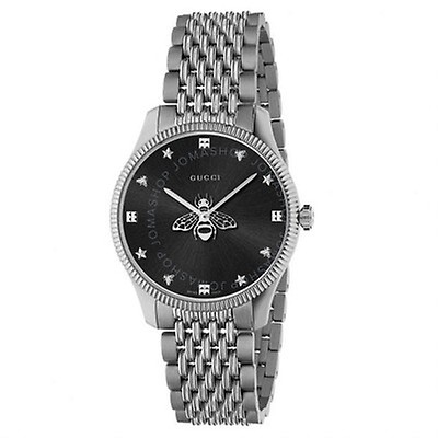Gucci G-Timeless Black Dial Black Leather Ladies Watch YA126579 ...