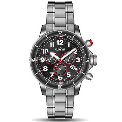 Edox Chronorally Black Dial Black Rubber Men's Watch 10305 3NR NR 10305 ...