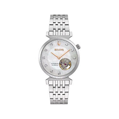 Bulova Crystal Turnstyle Mother of Pearl Dial Two-tone Ladies Watch ...