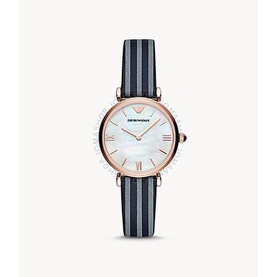 Emporio Armani Quartz Crystal White Mother of Pearl Dial Ladies Watch ...