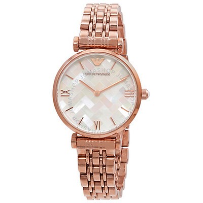 Emporio Armani Quartz Black Mother of Pearl Ladies Watch AR11149 ...