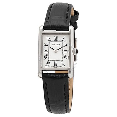 Seiko White Dial Stainless Steel Pink Synthetic Leather Ladies Watch ...