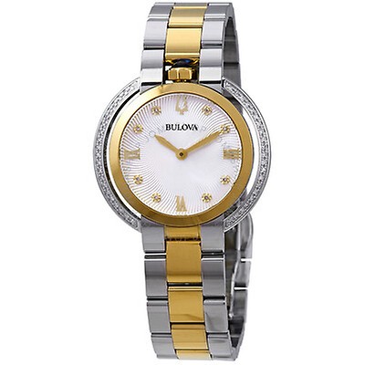 Bulova Marine Star Diamond White Mother of Pearl Dial Ladies Watch ...