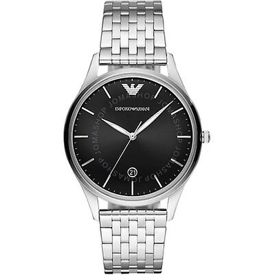 Emporio Armani Black Dial Black Leather Men's Watch AR2411 AR2411 ...