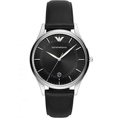 Emporio Armani Black Dial Black Leather Men's Watch AR2411 AR2411 ...