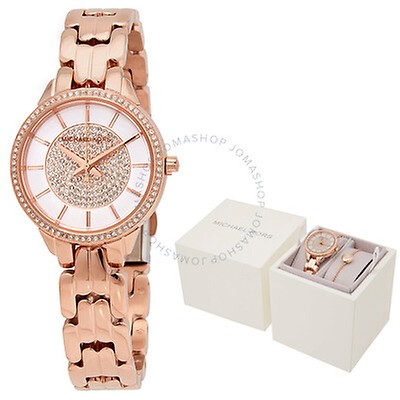 Michael Kors Parker Mini Multi-Function Rose Dial Ladies Watch MK6110 ...