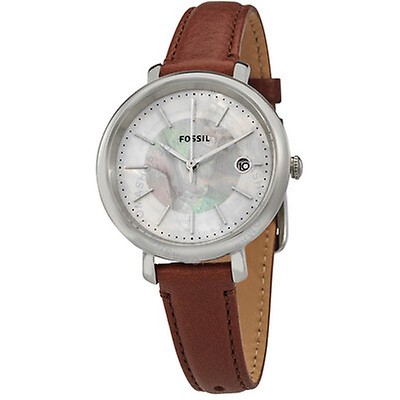 Fossil Jacqueline Silver Dial Tan Leather Strap Ladies Watch ES3708 ...