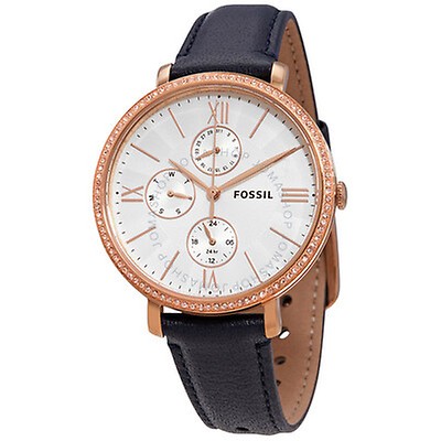 Fossil Jacqueline Blue Dial Ladies Leather Watch ES4274 ES4274 ...
