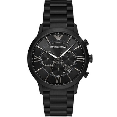 Emporio Armani Black Dial Black Leather Men's Watch AR2411 AR2411 ...