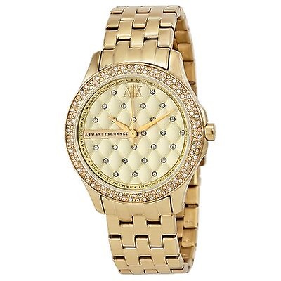 Armani Exchange Lady Hamilton Silver Quilted Dial Ladies Watch AX5215 ...