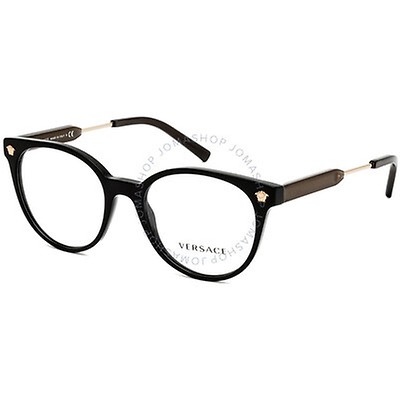 Versace Unisex Black Round Eyeglass Frames VE3291AGB151 VE3291AGB151 ...