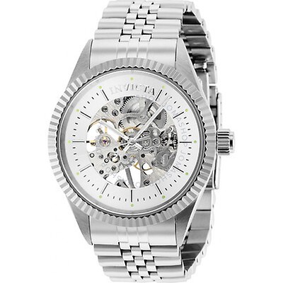 Invicta Specialty Silver Skeleton Dial Brown Leather Men's Watch 17187 ...