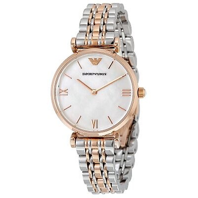 Emporio Armani Armani White Crystal Pave Dial Two-tone Ladies Watch ...