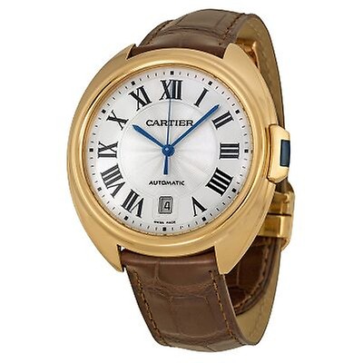Cartier Cle 18kt Rose Gold Automatic Flinque Sunray Dial Ladies Watch ...