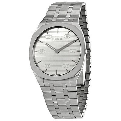 Gucci 25H Quartz Silver Dial Ladies Watch YA163402 YA163402 - Watches ...