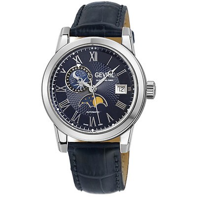 Gevril Madison Automatic Silver Dial Brown Leather Men's Watch 2587 ...
