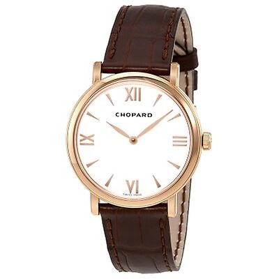 Chopard Classique Homme White Dial 18kt White Gold Black Leather Ladies Watch P163154-1001 ...