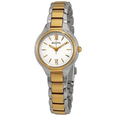 Bulova White Dial Two Tone Stainless Steel Ladies Watch 98T75 98T75 ...
