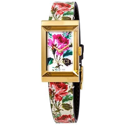 Gucci G-Frame Green and Red Mother of Pearl Dial Ladies Watch YA147404 ...