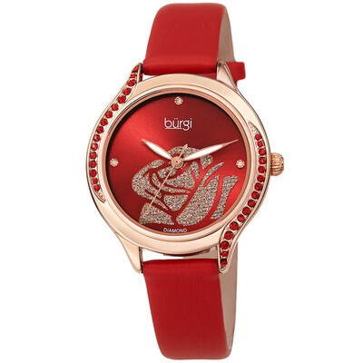 Burgi Swirl Quartz Diamond Red Dial Ladies Watch BUR259YGR BUR259YGR ...
