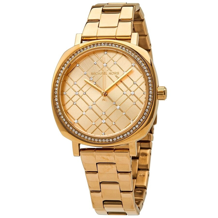 Michael Kors Whitney Chronograph Quartz Crystal Gold Dial Ladies Watch ...