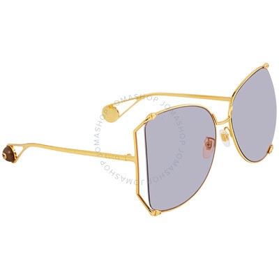 Gucci Grey Round Ladies Sunglasses GG0595S 006 64 GG0595S 006 64 ...